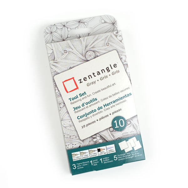 Zentangle Gray Square Tile - 10 Piece Tool Set